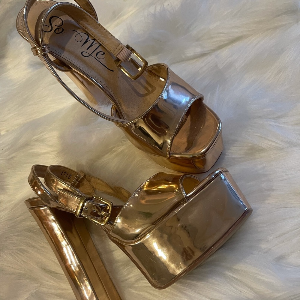 Rose Gold Super Platform High Heels - Gem